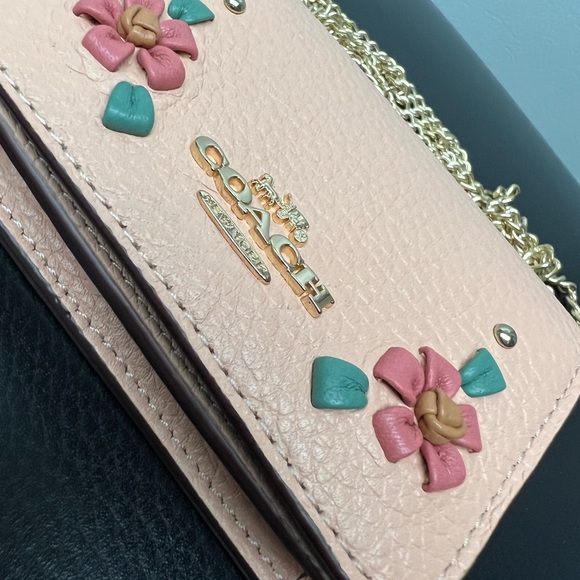 Coach | Bags | Coach Mini Wallet On Chain Floral Design Pink Woc | Poshmark